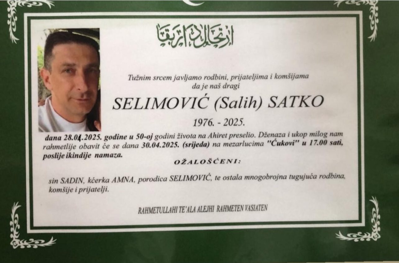 Na ahiret preselio Selimović (Salih) Satko | Cazin.NET