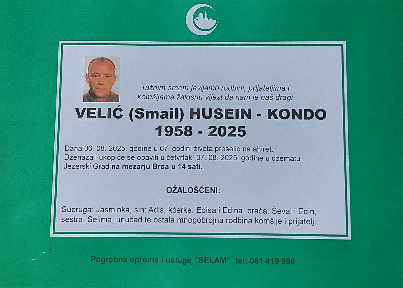 Na Ahiret preselio Velić (Smail) Husein – KONDO | Cazin.NET