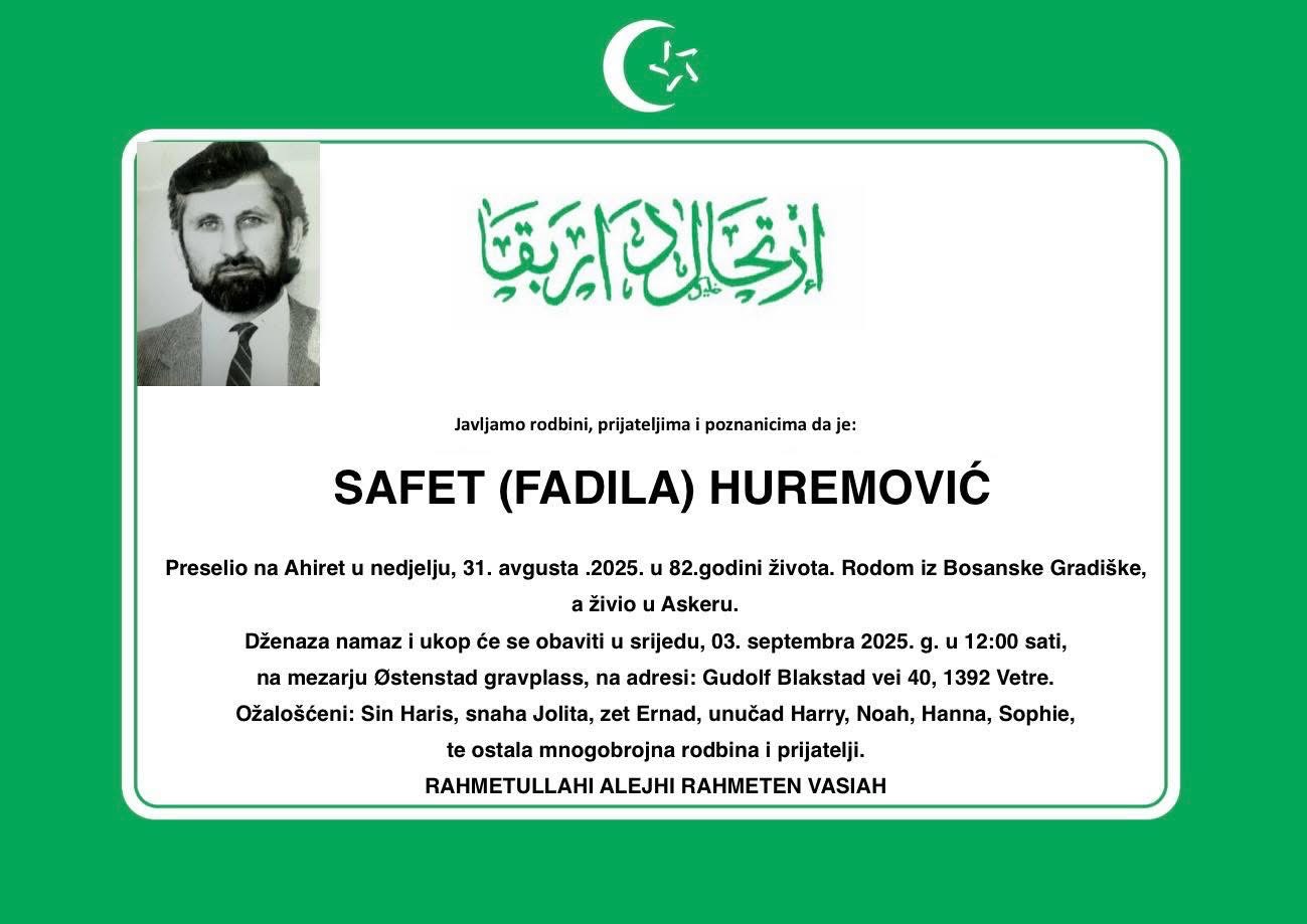 Na Ahiret preselio Safet (Fadila) Huremović | Cazin.NET