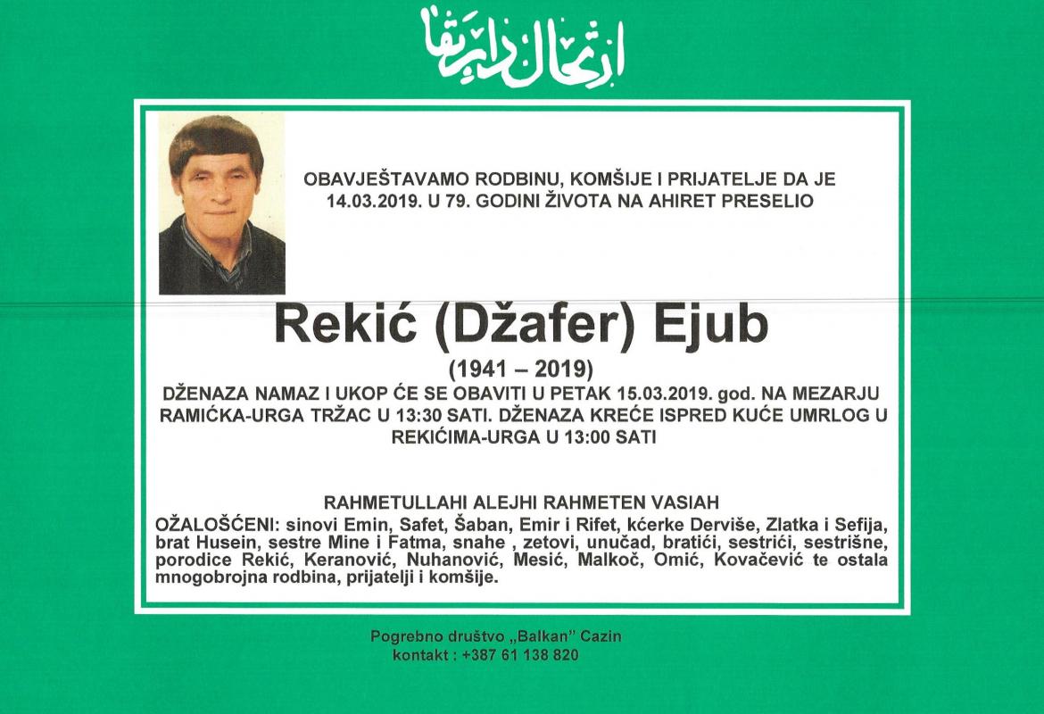 Na Ahiret preselio Rekić (Džafer) Ejub