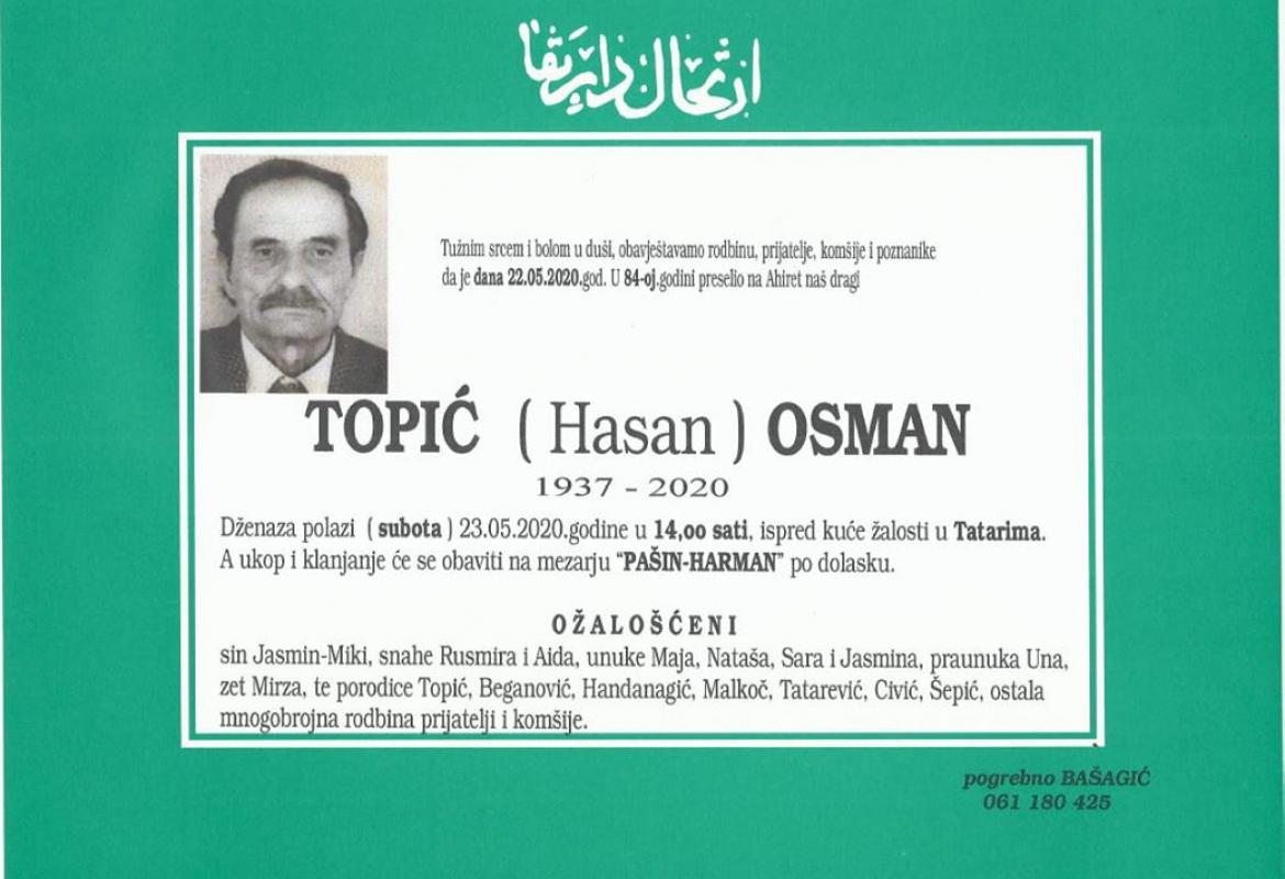 Na Ahiret preselio Topić (Hasan) Osman