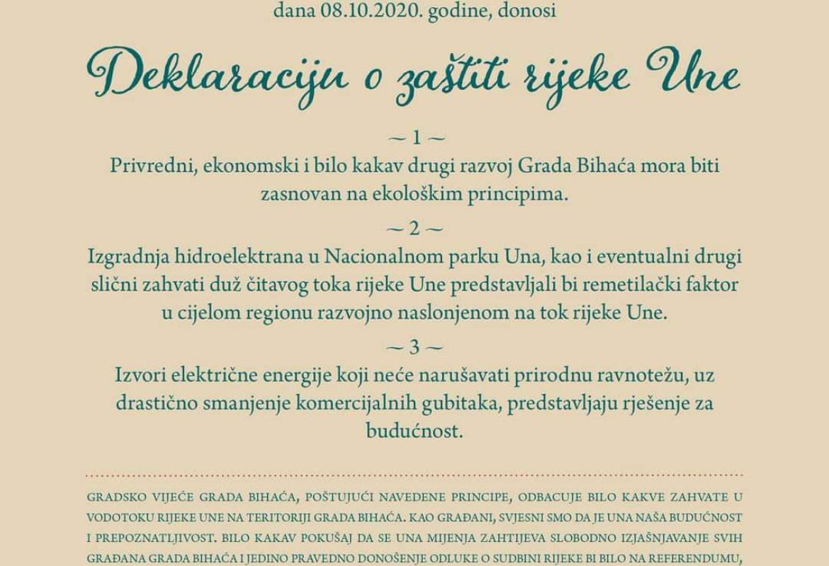 Aklamacijom usvojena Deklaracija o zaštiti rijeke Une