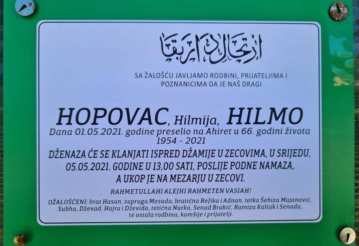 Na Ahiret preselio Hopovac (Hilmija) Hilmo