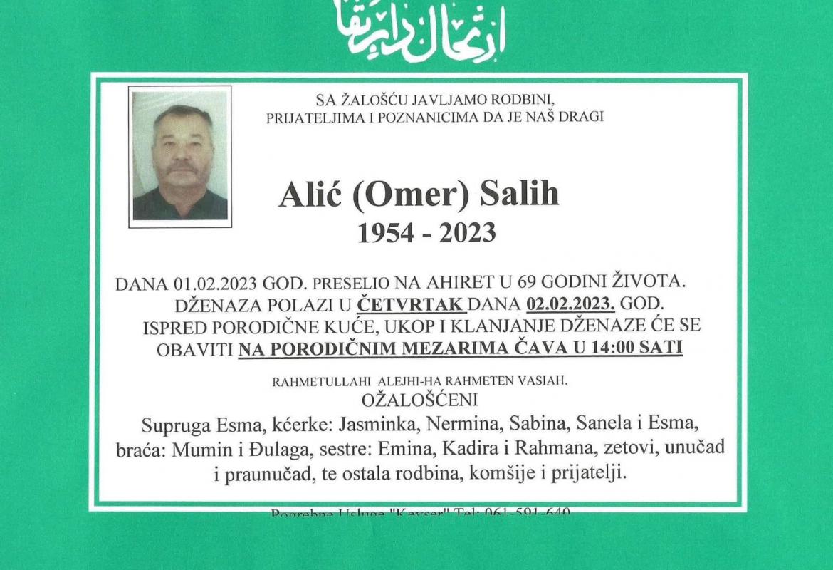 Na Ahiret preselio Alić (Omer) Salih