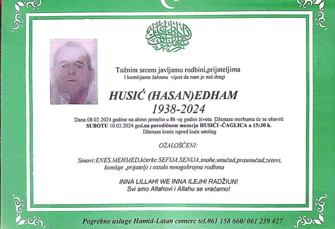 Na Ahiret preselio Husić (Hasan) Edham