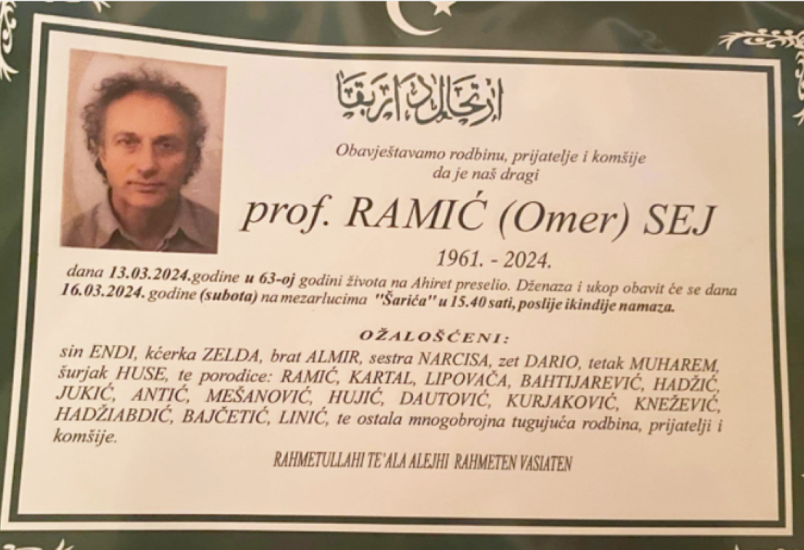 Na Ahiret preselio prof. Ramić (Omer) Sej