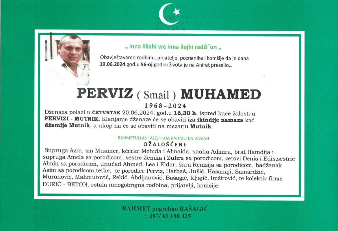 Na Ahiret preselio Perviz (Smail) Muhamed
