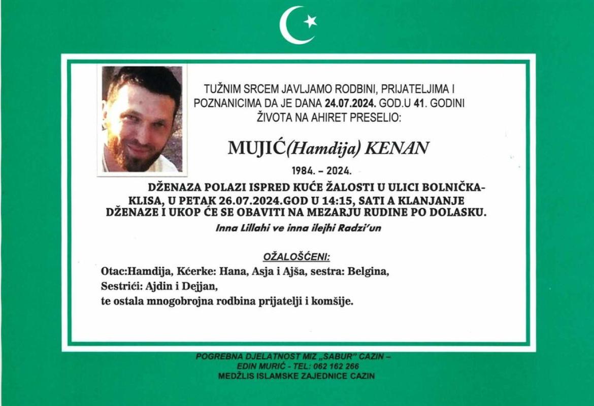 Na Ahiret preselio Mujić (Hamdija) Kenan